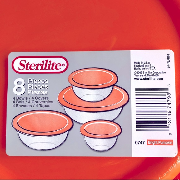 Sterilite | Kitchen | Sterilite 8 Piece Tupperware Set Bowls W Lids Orange Lids | Poshmark